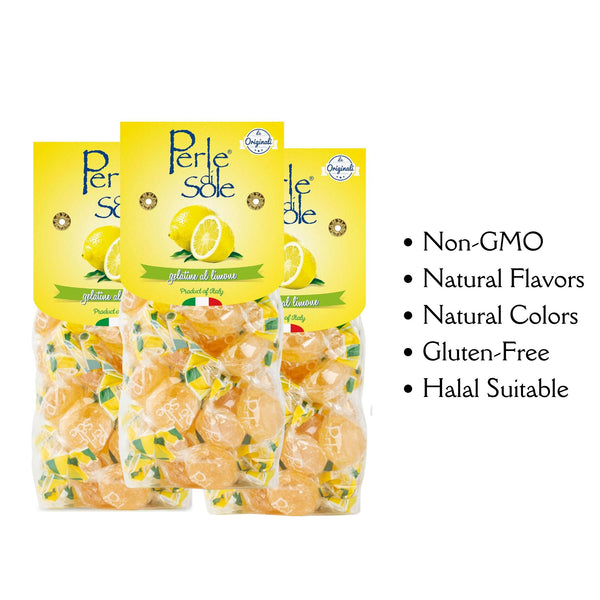 Perle di Sole, Lemon Gelee Candies, 3 Bag Set, Made in Italy