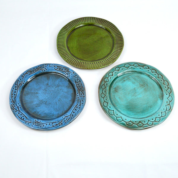 Tuscan Ceramic Appetizer/Dessert Plates, Set of 3, Made in Italy