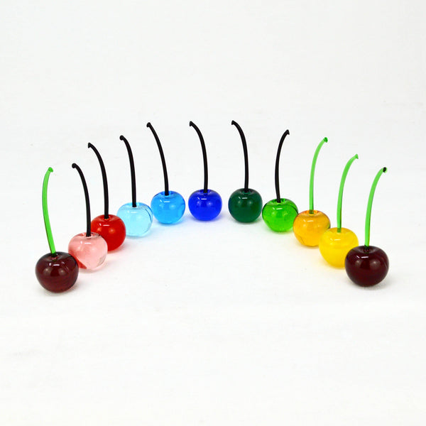 Murano Glass Cherries, Lifelike, Multi-Color, Set of 3, Handmade in It